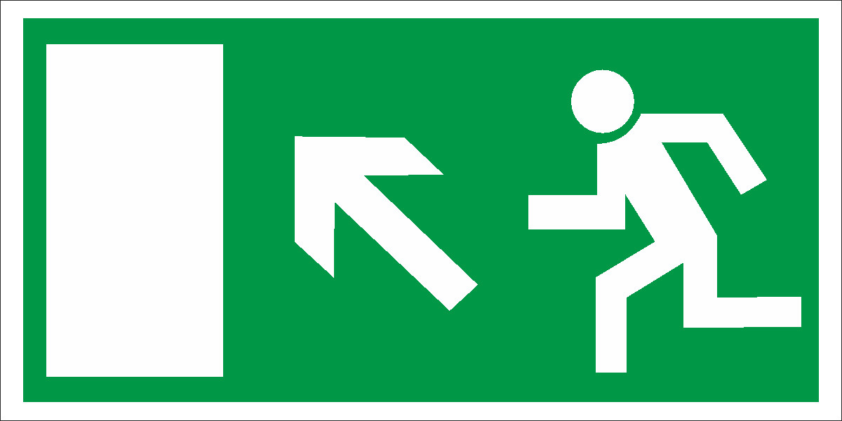 Rettungszeichen Rettungsweg links aufwärts BGV A8 | SQS