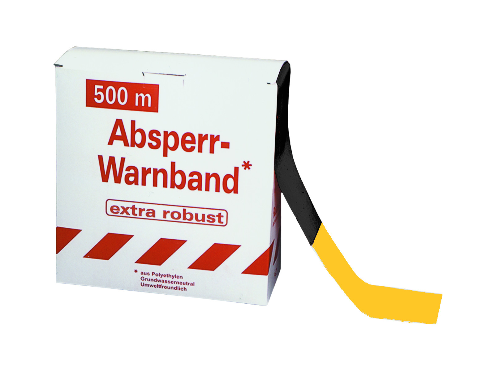 Absperrband in gelb-schwarz 500 m - robust | SQS